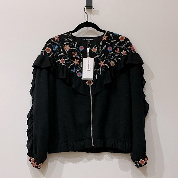 Zara | Jackets & Coats | Zara Embroidered Bomber Jacket | Poshmark